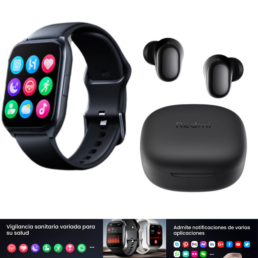 Audífonos Xiaomi redmi buds 6 play bluetooth. + Smartwatch Filwans GTS ...